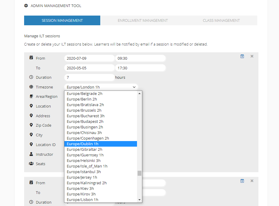 Creating Your ILT Session | Triboo Customer Success Center