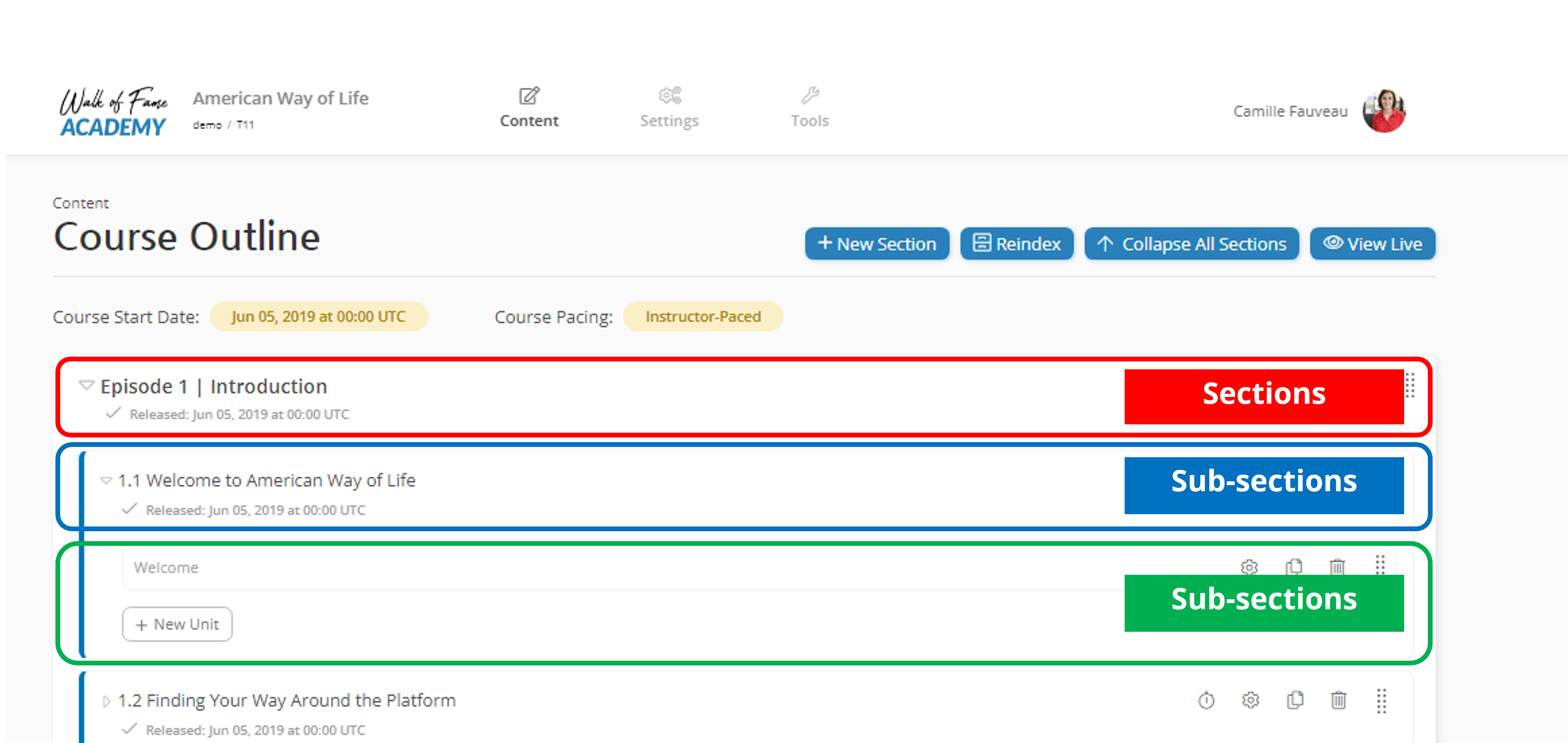 Adding Sections & Sub | sections to Your Course | Triboo Customer ...